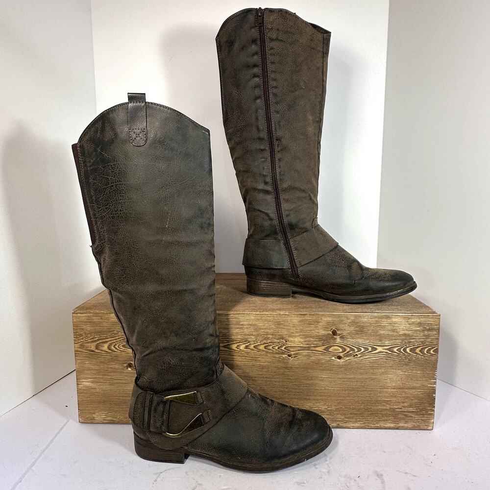 Ruff Hewn Venom Tall Riding Boots Womens 10m Brown Fa… - Gem